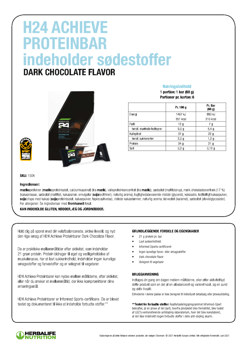H24 Achieve Protein Bar-Selvstændig Herbalife Nutrition Medlem